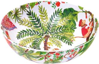 Les Jardins de la Comtesse Gro&szlig;e Salatsch&uuml;ssel reinem Melamin - 31 cm - Affen aus Bali - Korallenrot/Gr&uuml;n - Innen und au&szlig;en bedruckte Sch&uuml;ssel : Kollektion MelARTmine - Unzerbre