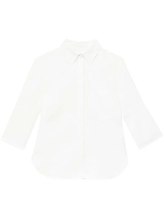 Another Tomorrow Bluse mit franz&ouml;sischen Manschetten - Wei&szlig;