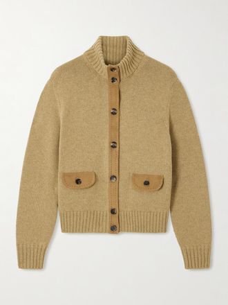 Loro Piana Parksville Cardigan Aus Kaschmir Mit Velourslederbesätzen - Braun