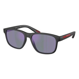 Prada Sportliche Sonnenbrille mit dunkelblauen verspiegelten Gl&auml;sern - - Accessories - Herren - Schwarzk - 56 MM