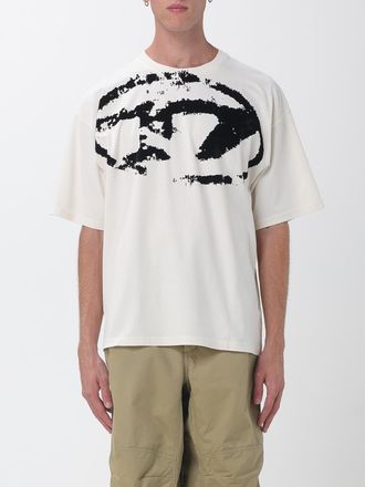 Diesel Rundhals-T-Shirt aus Baumwolle mit Oval D-Logo in Staub-Optik