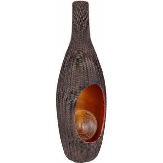 ETC Shop Etc-Shop - Lampe solaire en rotin couleur or avec boule de verre - LED blanc chaud - IP44 - Longueur 14,3 cm - Hauteur 45,5 cm