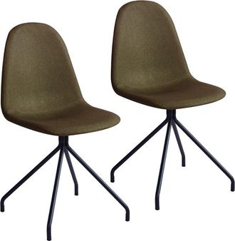 SVITA 2er Set Esszimmerstühle Metallbeine Polsterstuhl Polyester Oliv - Svita