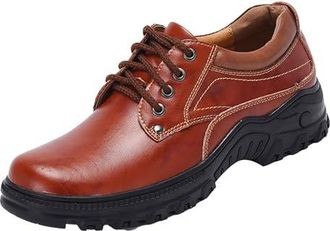 Generic Chaussures de travail en cuir vintage &agrave; lacets pour homme - Bout rond - Chaussures &agrave; talon bloc - Antid&eacute;rapantes - Chaudes - Confortables - Pour &eacute;v&eacute;ne