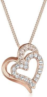 Elli Collier Femme Pendentif Coeurs Cristaux Argent Sterling 925 Plaqué Or Rose
