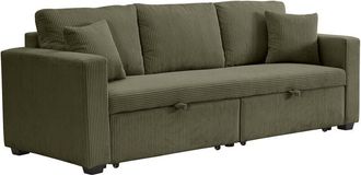 Best Mobilier Cyrus - canapé droit 3 places convertible en velours côtelé