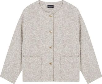 Emporio Armani Femme, Vestes, Blanc, Taille: 34 FR Veste en jersey jacquard boucl&eacute;