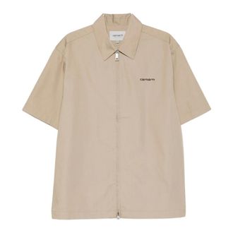 Carhartt Work in Progress Homme, Chemises, Beige, Taille: M S/S Postal Zip Shirt