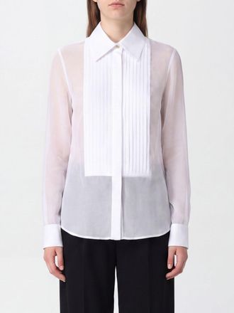 Elisabetta Franchi Slim-Fit-Bluse aus Seide und Organza mit besticktem Plastron