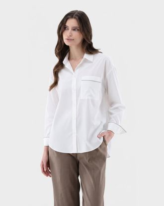 van Laack Hemdbluse locker geschnitten mit Glanz-Details