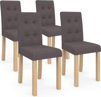 IDMarket Set mit 4 St&uuml;hlen POLGA, gepolstert, Anthrazitgrau, f&uuml;r Esszimmer