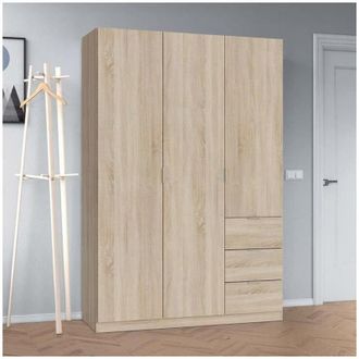 PEGANE Armoire avec 3 portes en chêne canadien - 200 x 135 x 52 cm Pegane