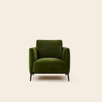 Madura Fauteuil Odelle Velours vert olive - VERT