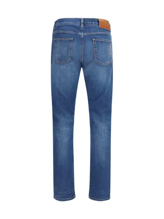 Dolce & Gabbana Mens Slim Stretch Jeans With Dg Logo Variante Abbinata Cotton; Elastane