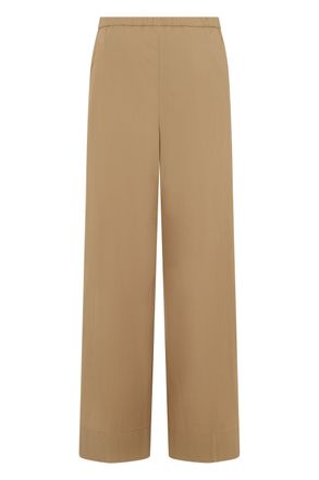 Moncler Womens Wide-Leg Cotton Trousers Beige