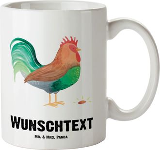 Mr. & Mrs. Panda Personalisierte XL Tasse Hahn Korn - Geschenke, Design Groß Mit Personalisierung, Mikrowellengeeignete Text, Bauernhof, Lustige Wunschtext, Jumbo Pers
