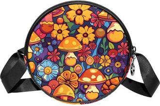 Generic Sac &agrave; bandouli&egrave;re rond rond pour femme, petit sac &agrave; bandouli&egrave;re champignon avec fermeture &eacute;clair, bretelles r&eacute;glables, d&eacute;contract&eacute; pour femmes et fill