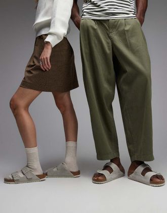 Birkenstock Arizona - Sandales unisexes en daim - Gris perle-Neutre