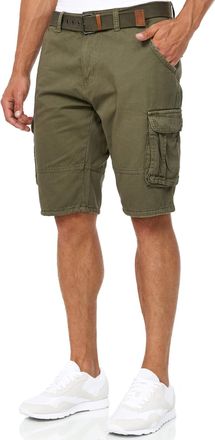 Indicode Herren Monroe Cargo Cargo-Shorts inkl. G&uuml;rtel | Bermuda M&auml;nner Sommerhose aus Baumwolle Army, 3XL