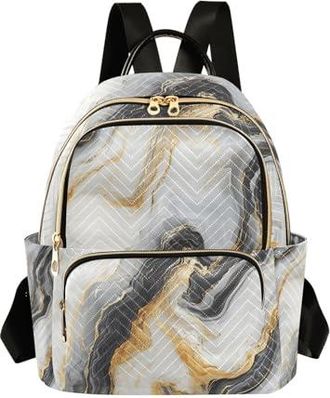 Mnsruu Mini sac à dos pour femme, noir, blanc, doré, marbre, petit sac à dos tendance pour femme, sac à dos décontracté, Multi1259, S