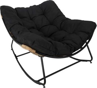 Altobuy Merida - Fauteuil à Bascule Noir avec Assise Capitonnée