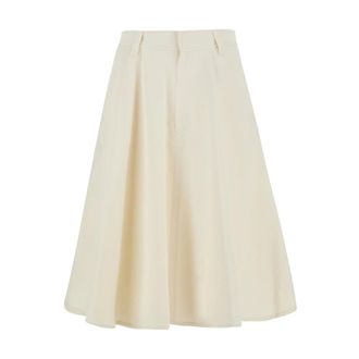 Brunello Cucinelli Gefalteter Midirock mit A-Linie - - Skirts - Damen - Beige - M