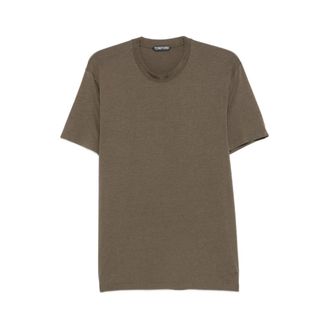 Tom Ford Lyocell Baumwolle Rundhals T-Shirt - - Tops - Herren - Gr&uuml;n - S