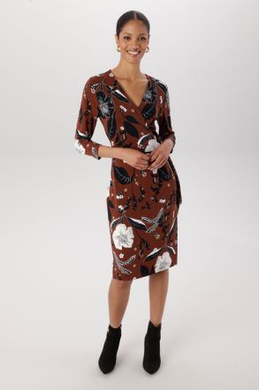 Aniston Jerseykleid ANISTON SELECTED, Damen, Gr. 34, N-Gr, braun, gemustert, Jersey, Obermaterial: 95% Viskose, 5% Elasthan, bedruckt, gebl&uuml;mt, gemustert, fig