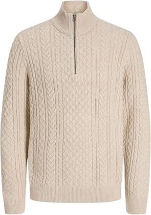 Jack & Jones Jprblusean Knit Cable Half Zip Sn, Doublure argent&eacute;e., L