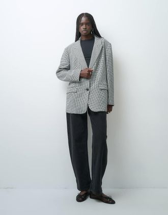 Asos blazer oversize ajust&eacute; noir &agrave; motif pied-de-poule monochrome-Multi