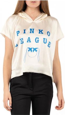 Pinko Pinko, Femme, Sweatshirts et sweats &agrave; capuche, Blanc, Taille: 38 FR Sweat &agrave; capuche Haut Rose &Eacute;l&eacute;gant