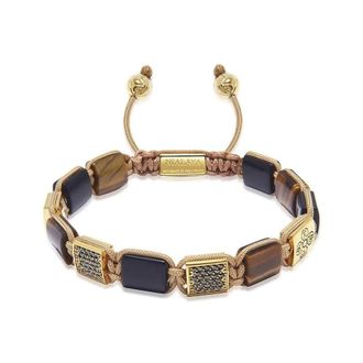 Nialaya Homme, Accessoires, Jaune, Taille: XL The Dorje Flatbead Collection - Matte Onyx and Brown Tiger Eye
