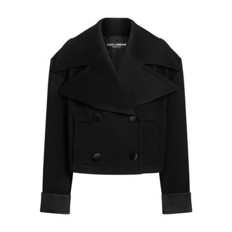 Dolce & Gabbana Femme, Vestes, Noir, Taille: 38 FR Veste en laine crois&eacute;e
