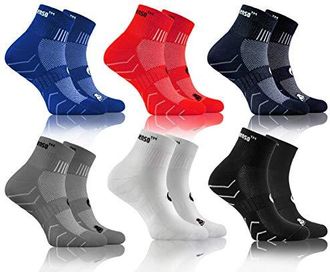 Sesto Senso Chaussettes Sport Colorées Coton Femme Homme Lot de 6 Paires Blanc Rouge Bleu Marine Gris Blanc Noir 39-42 6 Pack Black
