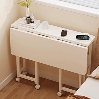 Generic Mobiler Klappbarer Schreibtisch Mit Rollen, Klapptisch Mit Doppelwandigem Stauraum Und Schnallenverbindung for B&uuml;Ro, Arbeitszimmer, Kosmetikbereich