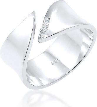 Elli Ringe - Ring Wickelring Diamant (0.045 ct.) 925 Silber - Gr. 52 MM - in Weiß - für Damen