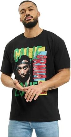 Mister Tee Herren Tupac California Love Retro Oversize Tee T-Shirt, Black, XL