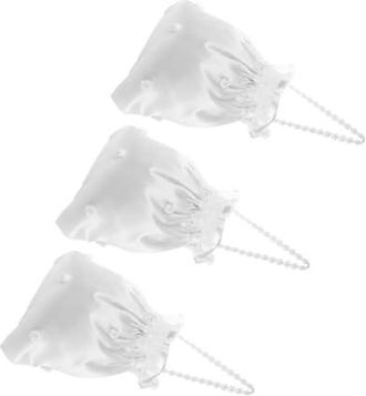 FOMIYES 3 Pi&egrave;ces Sac Satin Blanc Mariage Petit Sac Floral &Eacute;l&eacute;gant pour Mari&eacute;e Pochette pour Enveloppes et Cartes Demoiselle