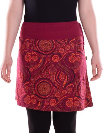 vishes Alternative Bekleidung - Damen Mini-Rock Baumwolle Mandala-Muster A-Linie Bund zum Schn&uuml;ren mit Stickerei dunkelrot 42