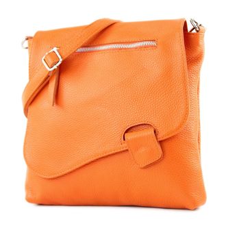 modamoda.de T146 - ital. Umh&auml;ngetasche Schultertasche aus Leder, Farbe:Orange2021