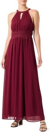 Vila Vila Vimilina Noos Robe Maxi à col Montant soirée, Cabernet/détail : élastique, 40 Femmes