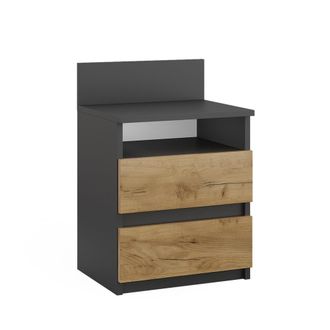 Vicco Nachttisch Monty, Nachtkommode, Anthrazit/Eiche, 39.6 x 59.1 cm