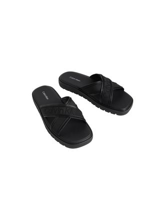 Calvin Klein Pantolette CALVIN KLEIN SQ MOLDED SANDAL XCROSS WB, Herren, Gr. 40, schwarz, Lederimitat, Textil, unifarben, Basic, Schuhe Pantolette, Strandschuh, So
