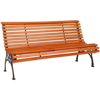 Hhg Banc de jardin 439, banc 3 places en bois et fonte, 160 cm, teck