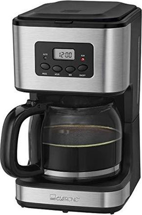 Clatronic Kaffeemaschine mit Timer, 1,5 Liter Kanne für 12-14 Tassen Kaffee, 24h LCD-Timer, Warmhalte-Automatik, Nachtropfschutz, herausnehmbarer Filter, Anzeig
