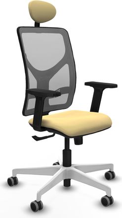 Piqueras y Crespo Stuhl mit Armlehnen, h&ouml;henverstellbarer Lendenwirbelst&uuml;tze und festem Kopfteil, ausgestattet mit 3 Positionen und Schneideschaum, Grau/Cremefarben