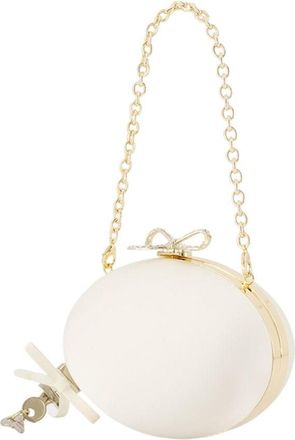Self Portrait Womens Oval Clutch - Self Portrait Synthetic Ivory Bags Clutches