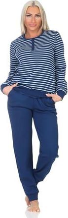 Normann Pyjama pour femme en qualit&eacute; Interlock douillet, &eacute;galement en grandes tailles, Marine, 46-48