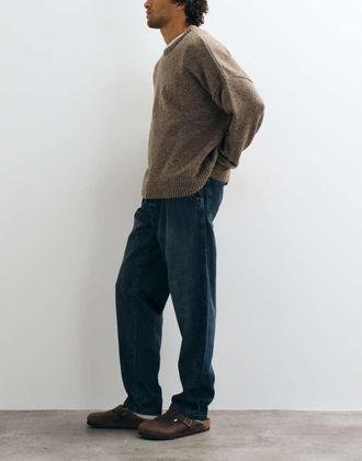 Brave Soul Wide-Leg-Jeans mit Carpenter-Tasche in Mittelblau