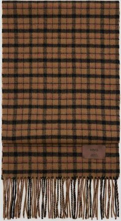 Mango &Eacute;charpe 100 % laine &agrave; carreaux marron moyen - Femme - Taille unique - MANGO